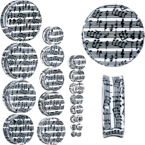 Black White Acrylic Music Notes Double Flare Plug Set – BodyCandy