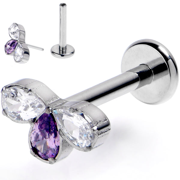 16 Gauge 5/16 Purple Gem Grade 23 Titanium Threadless Push In Labret T – BodyCandy