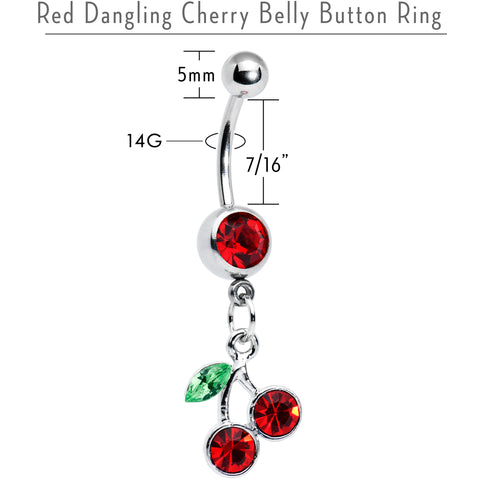 Ruby Red DANGLING CHERRY Belly Ring – BodyCandy