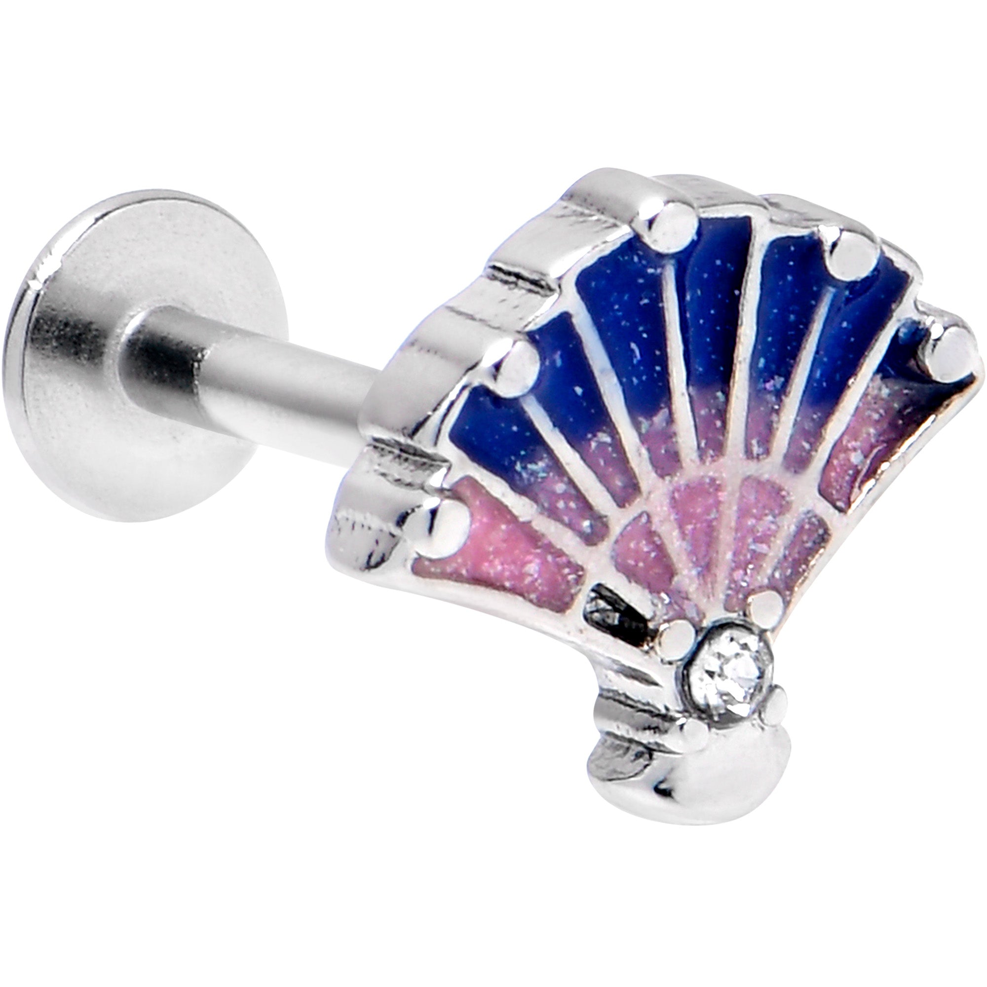 16 Gauge 5/16 Clear CZ Gem Mesmerizing Ocean Sea Shell Magic Labret Tr