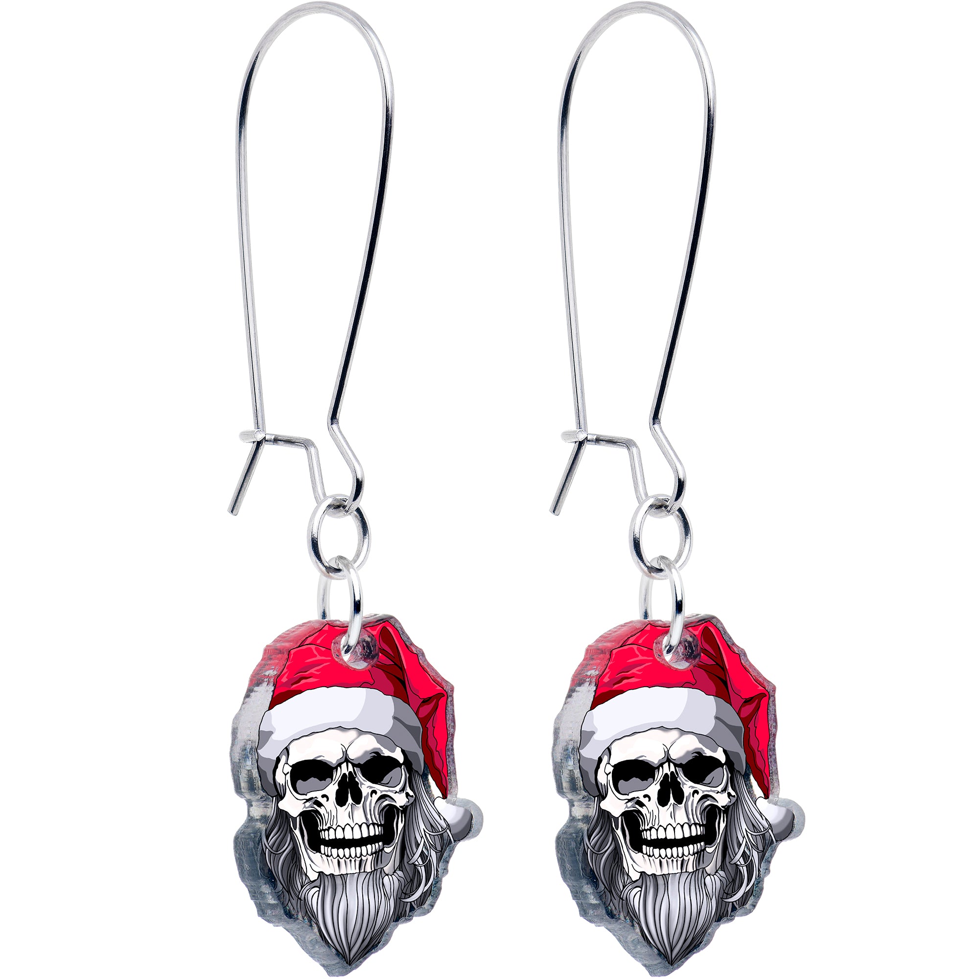 Skeleton Santa Claus Dangle Christmas Kidney Wire Earrings