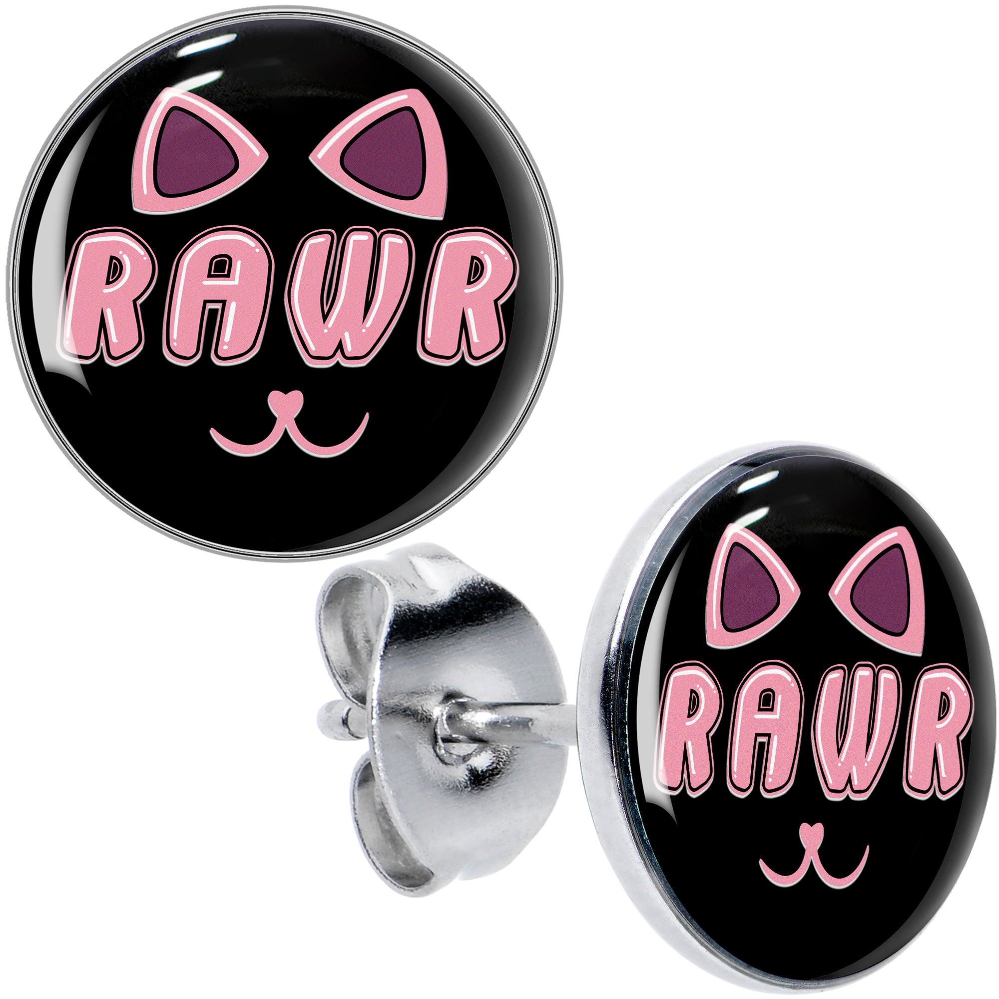RAWR Kitty Cat Stud Earrings by Onyx O