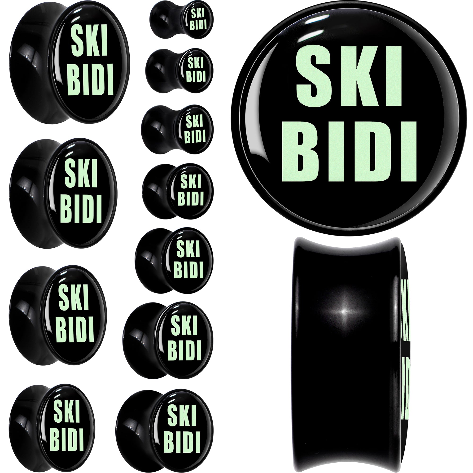 0 Gauge SKIBIDI Black Acrylic Saddle Plug Set by Onyx O