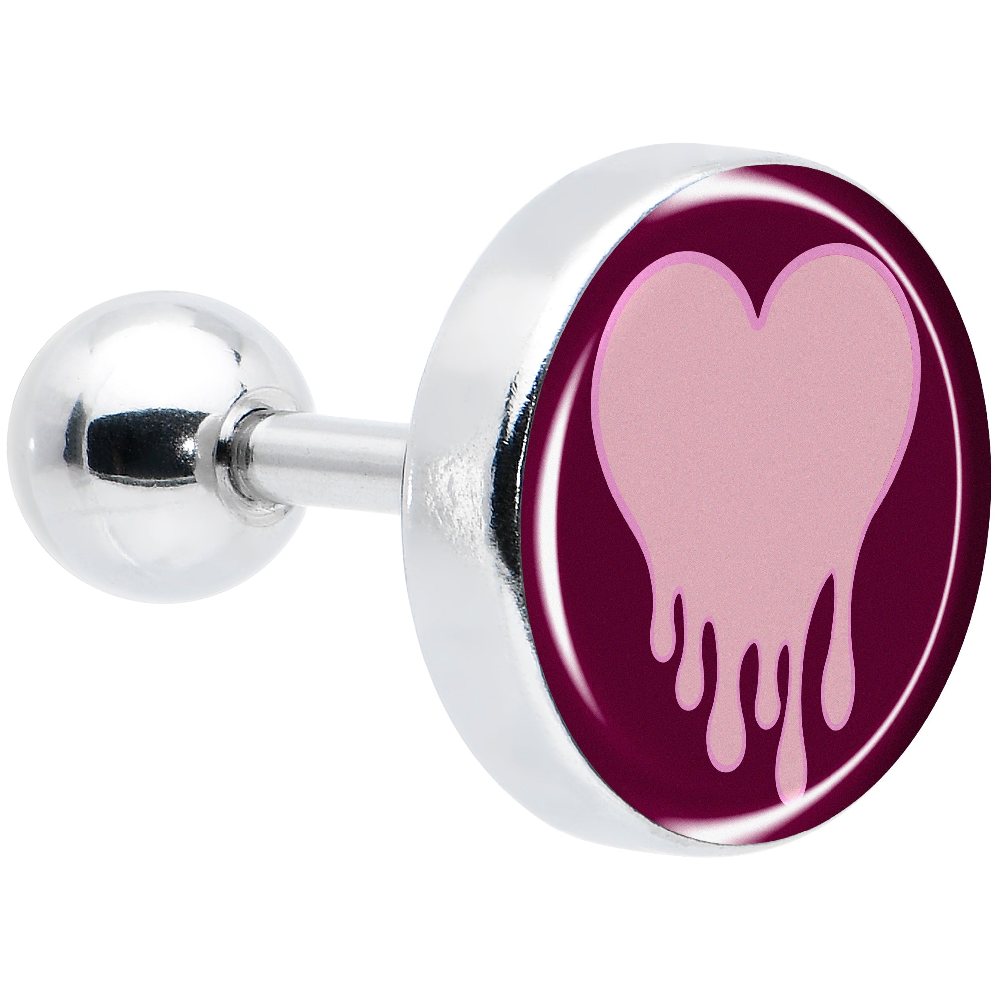16 Gauge 1/4 Pinkish Melting Heart Tragus Cartilage Earring by Onyx O