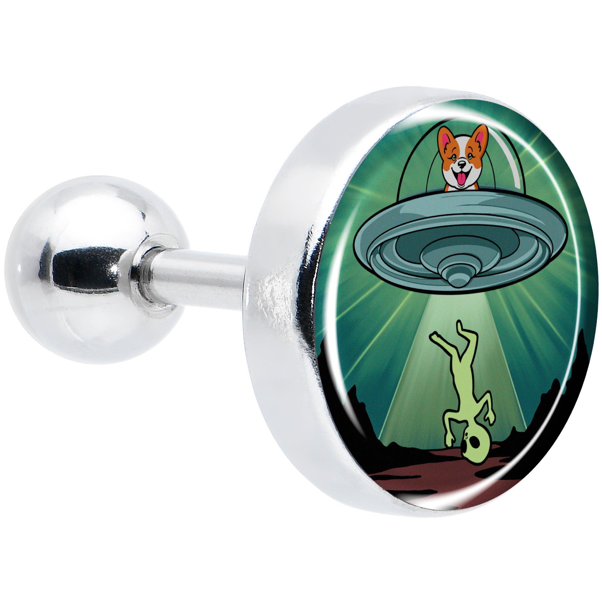 16 Gauge 1/4 Reverse Alien UFO Abduction Tragus Cartilage Earring by O