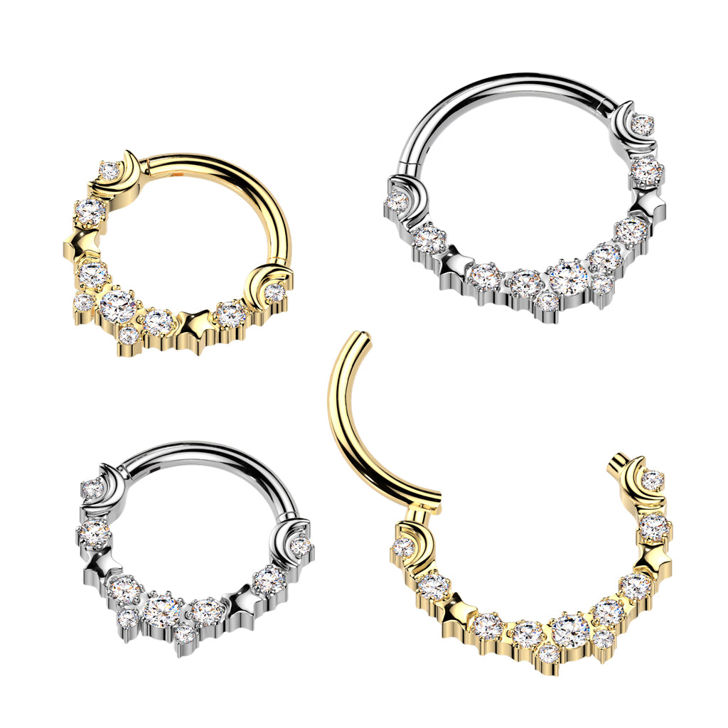16G 5/16 CZ Gem Implant Grade Titanium Forward Facing Moons Hinged ...