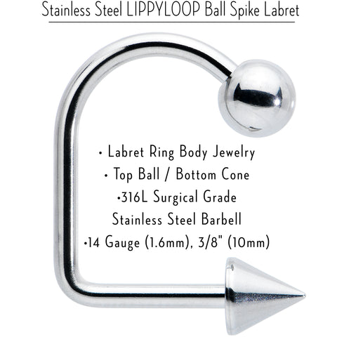 14 Gauge Stainless Steel LIPPYLOOP Ball Spike Labret – BodyCandy