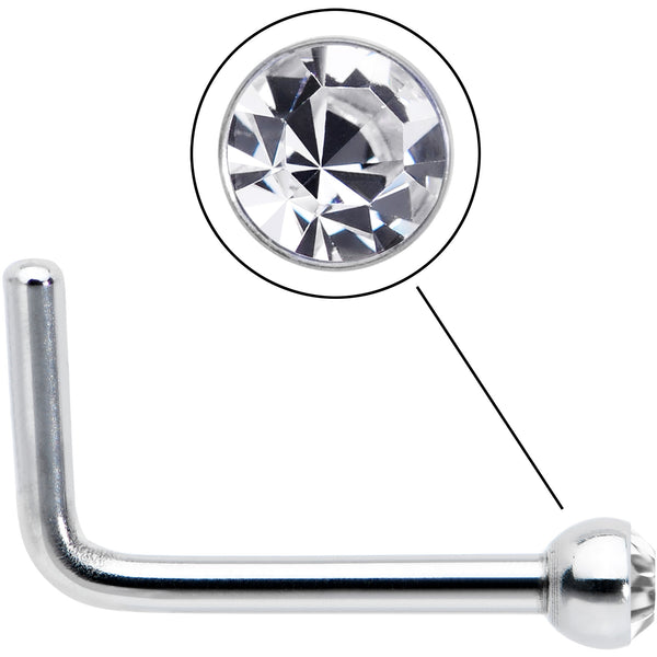 20 Gauge Stainless Steel Clear Gem Micro Nose Ring L-Shaped – BodyCandy