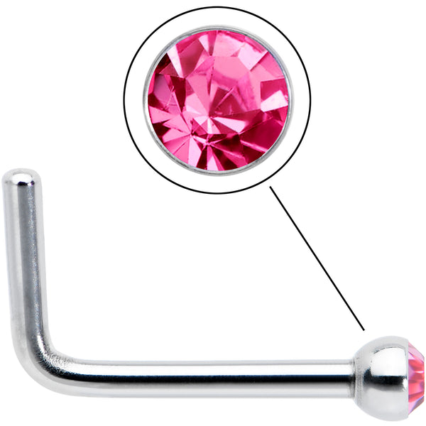 20 Gauge Stainless Steel Pink Gem Micro Nose Ring L-Shaped – BodyCandy