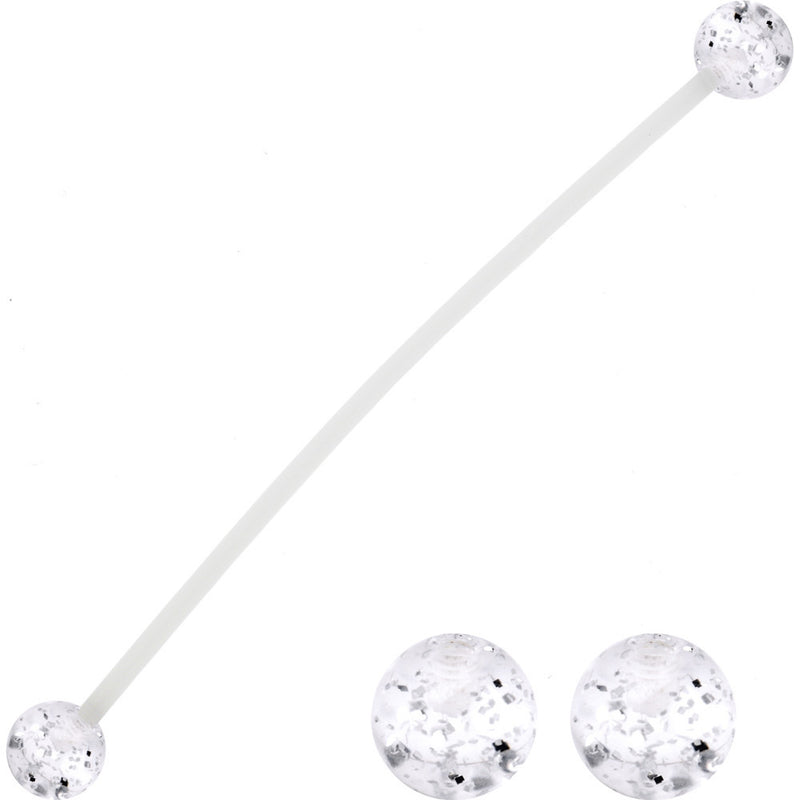 Pregnant Belly Button Ring With Clear Glitter UV Ends