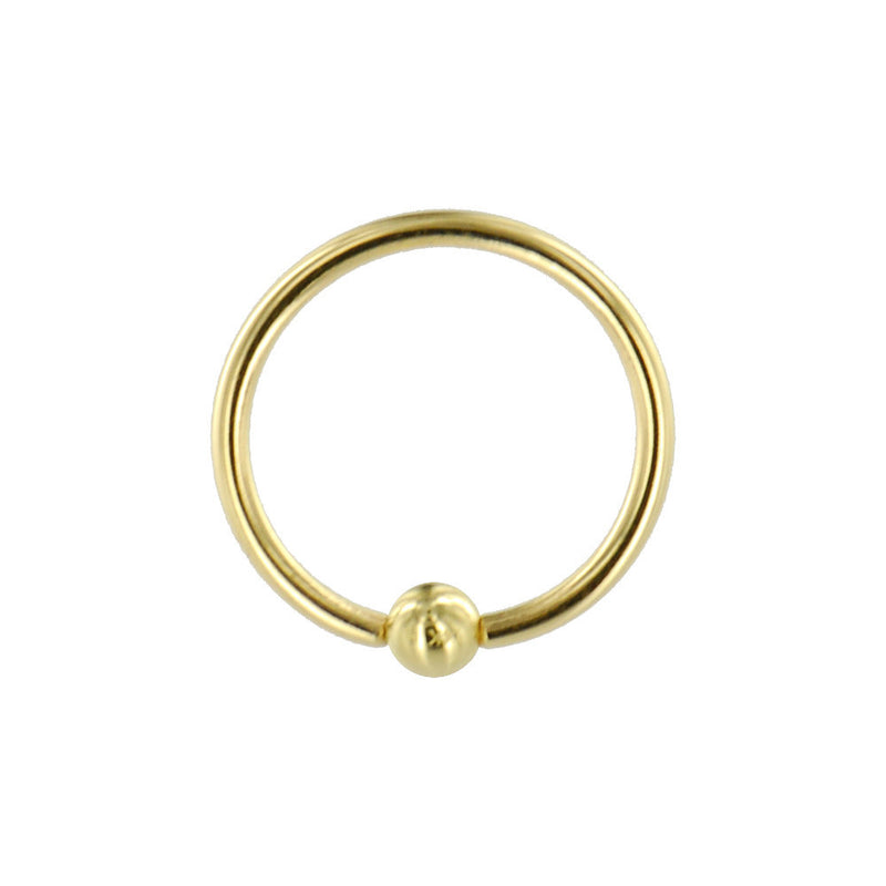 Solid 14kt Yellow Gold 16 Gauge 1/2 Ball Captive Ring 3mm Ball