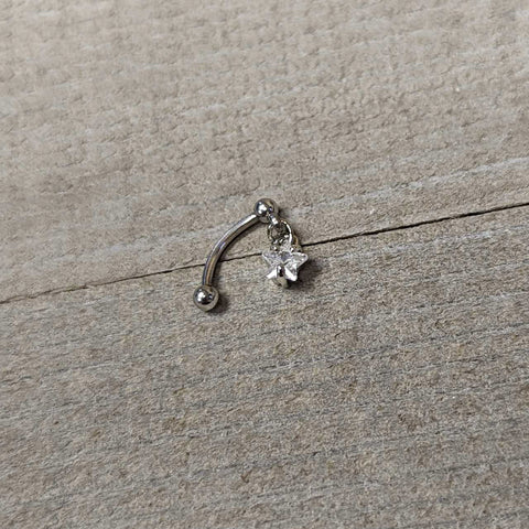 Top Down Clear Gem Dangle Star Eyebrow Ring – BodyCandy