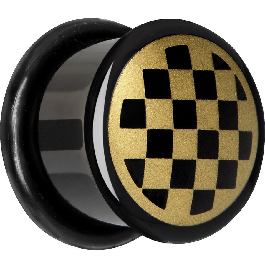 9/16 Anodized Titanium Gold Checker Board Plug