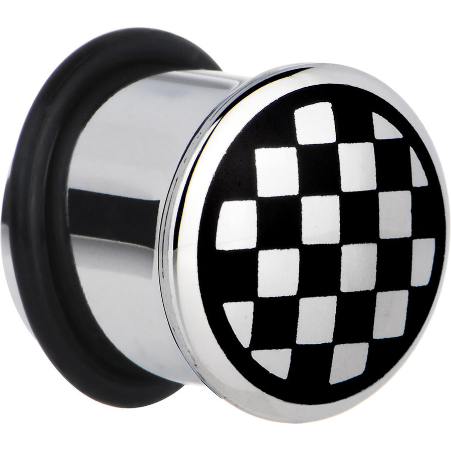 9/16 Stainless Steel Black Checker Board Plug