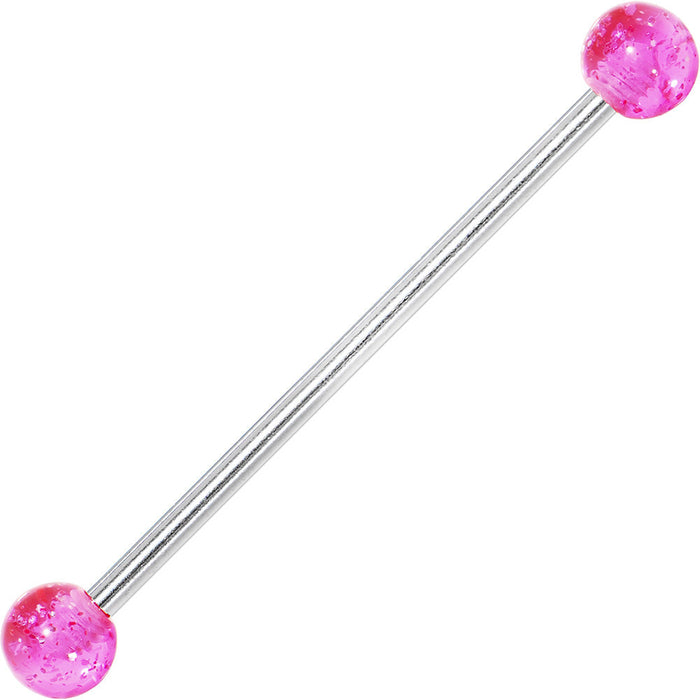 Pink Glitter Industrial Barbell 31mm