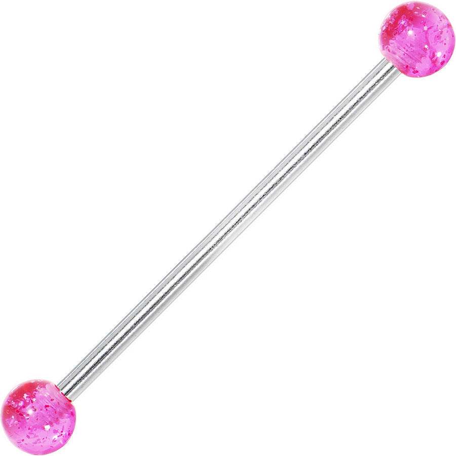 Pink Glitter Industrial Barbell 31mm