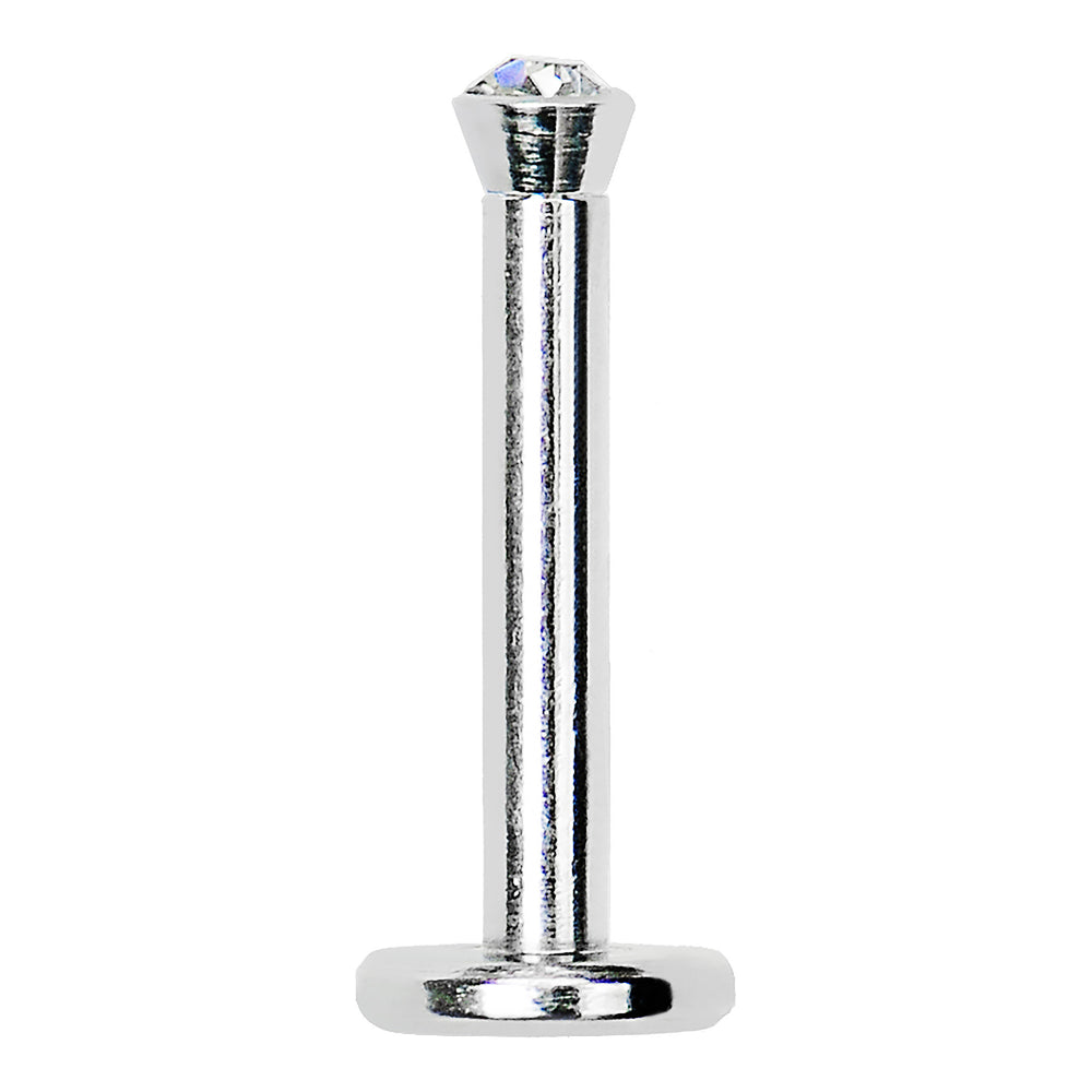 16 Gauge Clear 2mm Gem Internally Threaded Labret Monroe Tragus