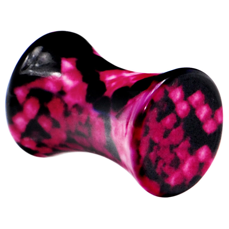 4 Gauge Pink Snake Skin Acrylic Saddle Plug