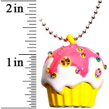 Pink Frosted Gem Cupcake Necklace – BodyCandy