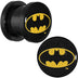 00 Gauge Black Acrylic Batman Logo Screw Fit Plug Set