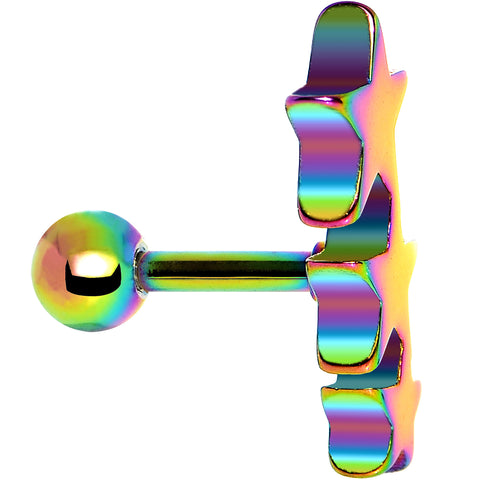 Rainbow Anodized Titanium Triple Star Cartilage Tragus Earring – BodyCandy