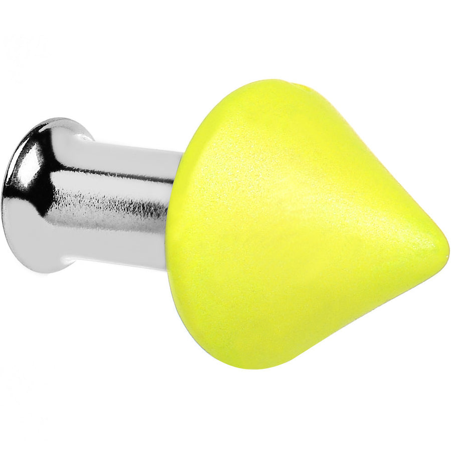 4 Gauge Yellow Neon Cone Stainless Steel Plug