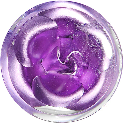 18mm Clear Acrylic Floating Purple Metallic Rose Flower Plug – BodyCandy