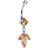 Orange Gem Noble Leaves Dangle Belly Ring – BodyCandy