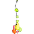 Green Yellow Orange Pink Gem Neon Jumble Dangle Belly Ring