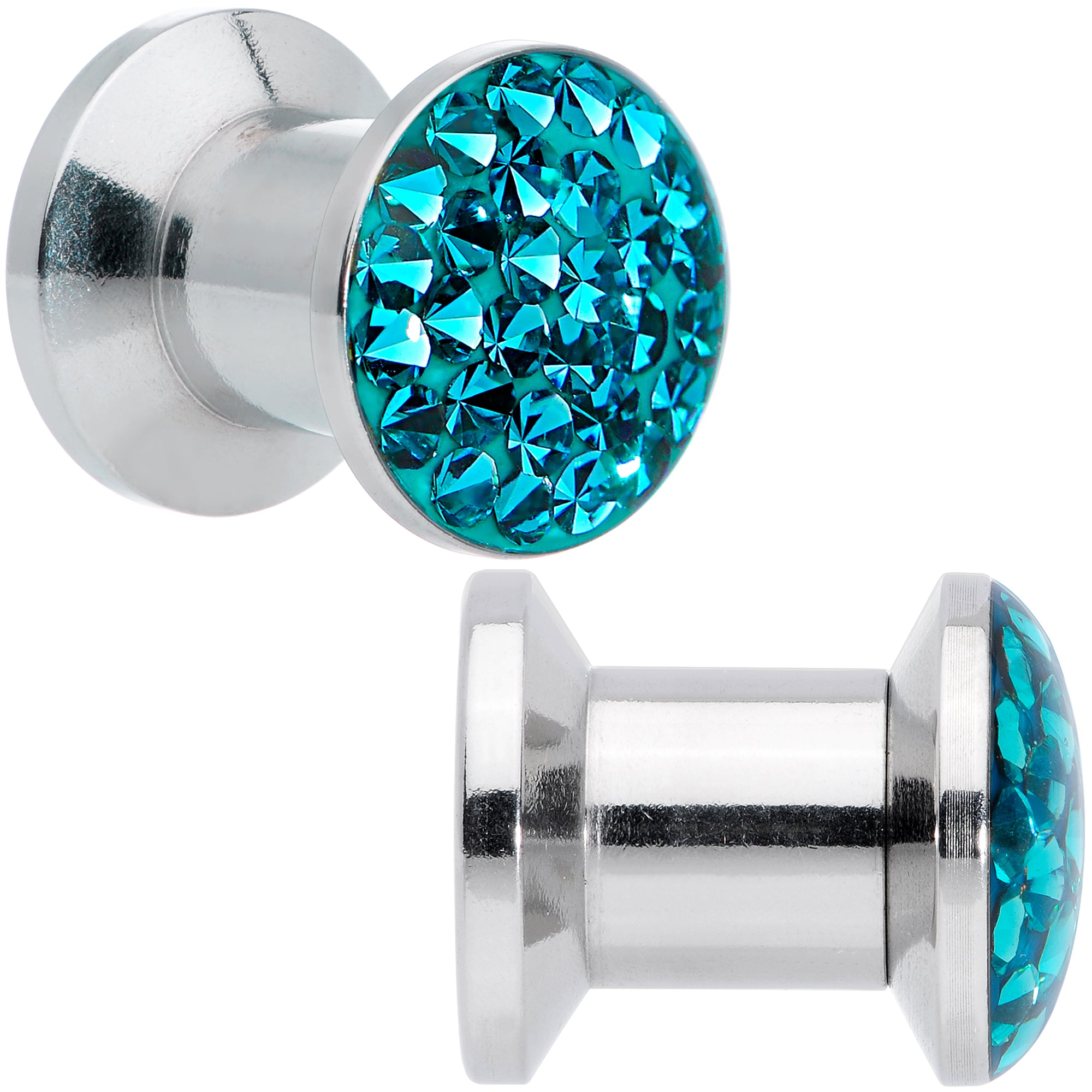 2 Gauge Aqua Blue Ferido End Screw Fit Plug Set