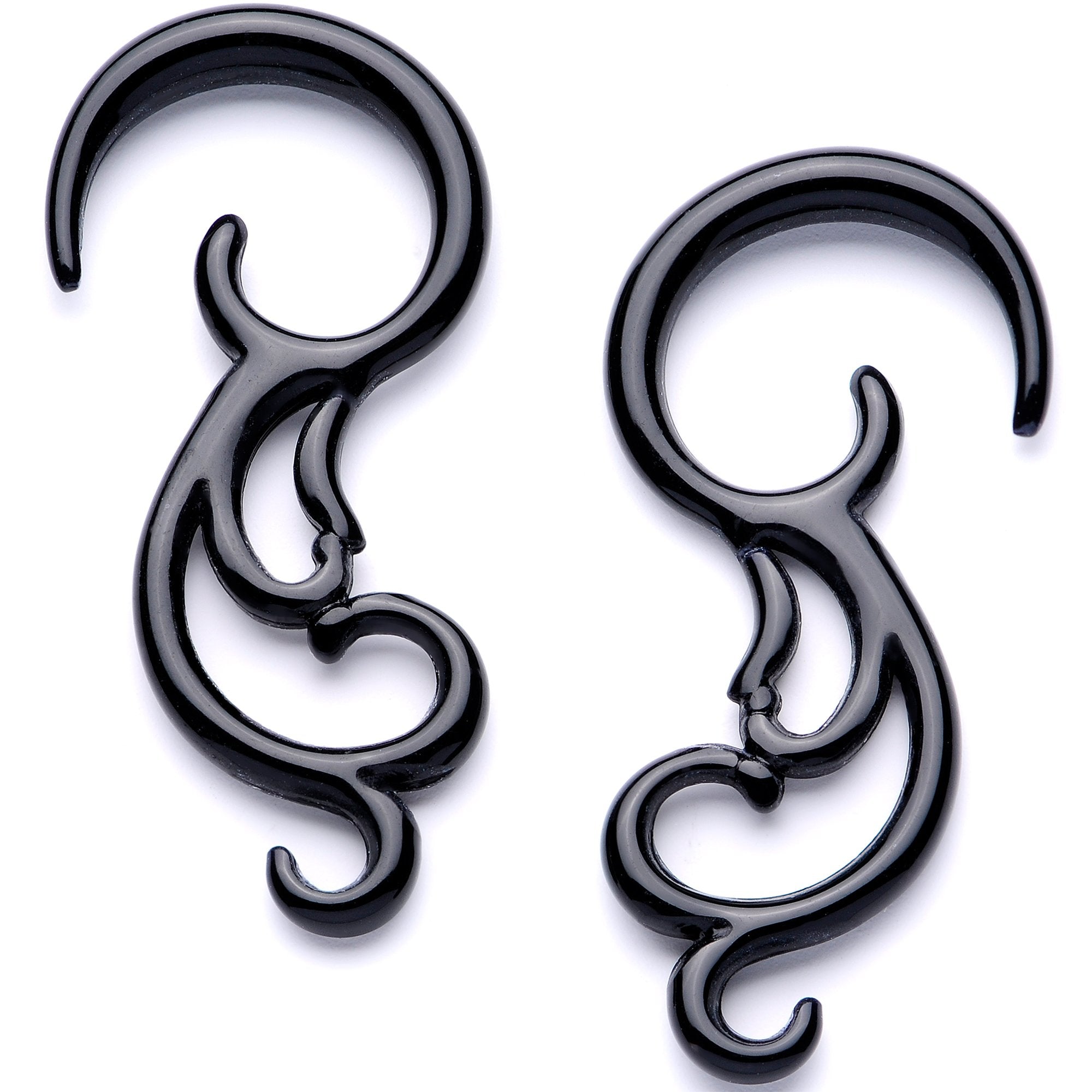 12G Black Acrylic Southwestern Swirls Spiral Taper Set