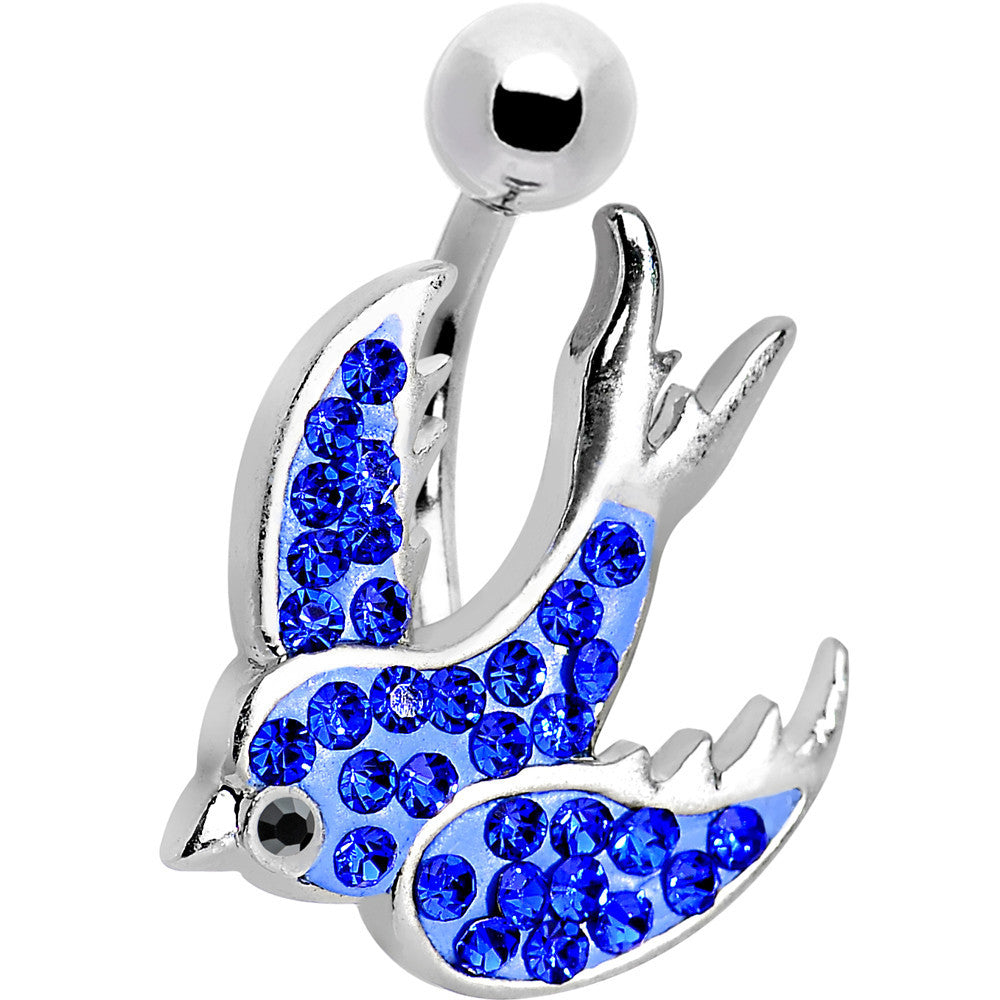 Blue Gem Soaring Bird Belly Ring