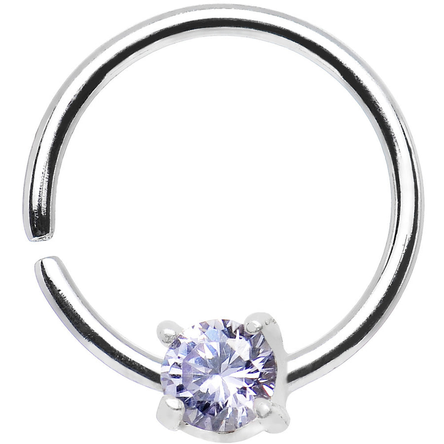 18 Gauge 3/8 925 Silver Purple CZ Daith Tragus Earring