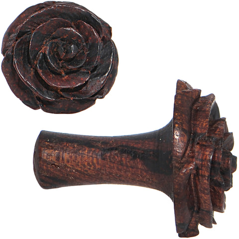 6 Gauge Organic Rengas Wood Cherry Rosebud Hand Carved Plug Set – BodyCandy