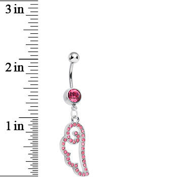 Pink Gem Spiral Angel Wing Dangle Belly Ring – BodyCandy