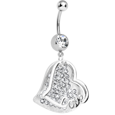 Clear Gem Paved Love Heart Dangle Belly Ring – BodyCandy