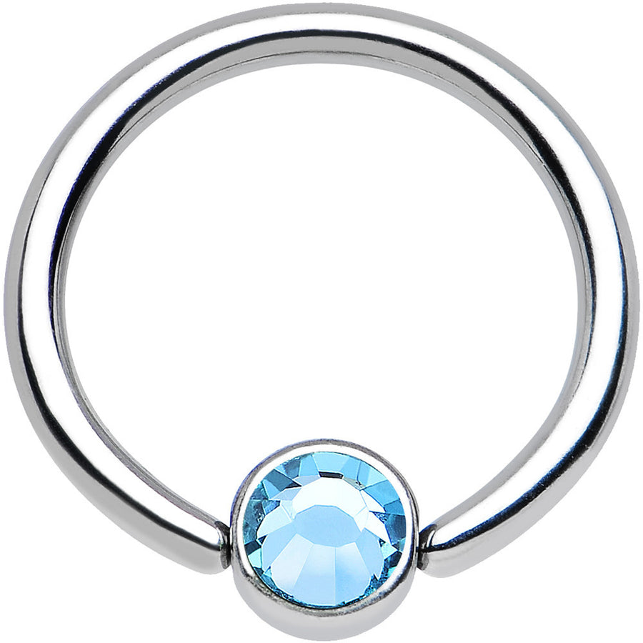 16 Gauge 3/8 Aqua Gem Steel BCR Captive Ring 4mm Flat Disc