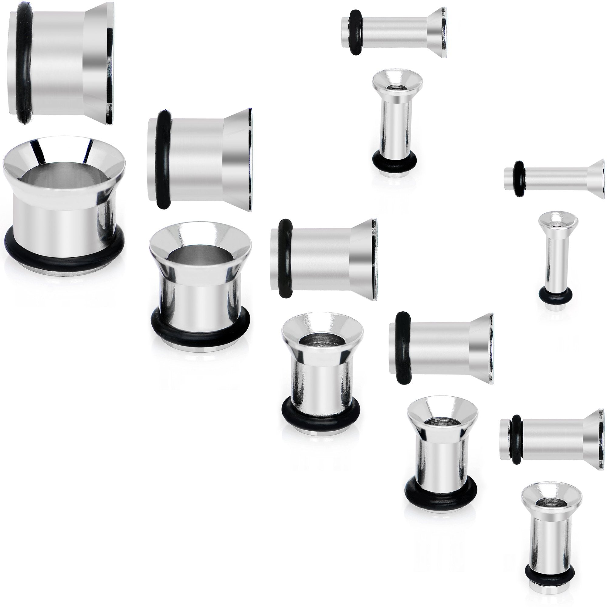 12G to 00G 14 Piece Ear Stretching Tunnel Kit Set of 2