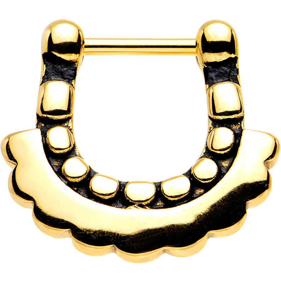 16 Gauge 5/16 Gold Tone Aztec Moon Septum Clicker