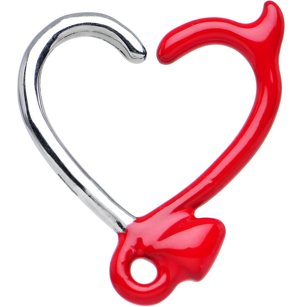 16 Gauge 3/8 Red Devil Heart Closure Daith Cartilage Tragus Earring