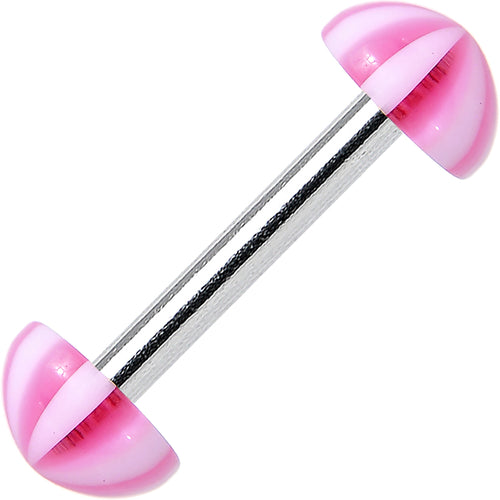 16 Gauge Pink White Acrylic Peppermint Love Barbell Eyebrow Ring 5/16