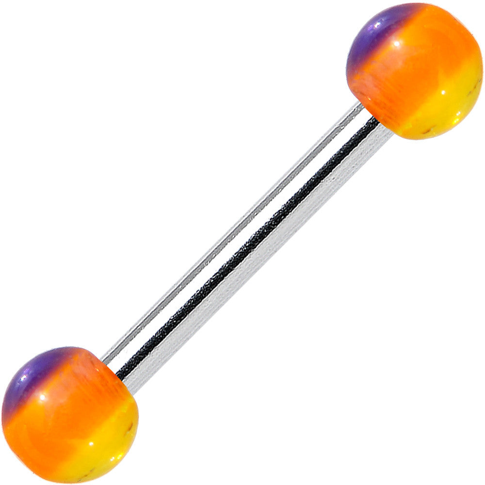 16 Gauge Blue Orange Yellow Acrylic Glitter Barbell Eyebrow Ring 5/16
