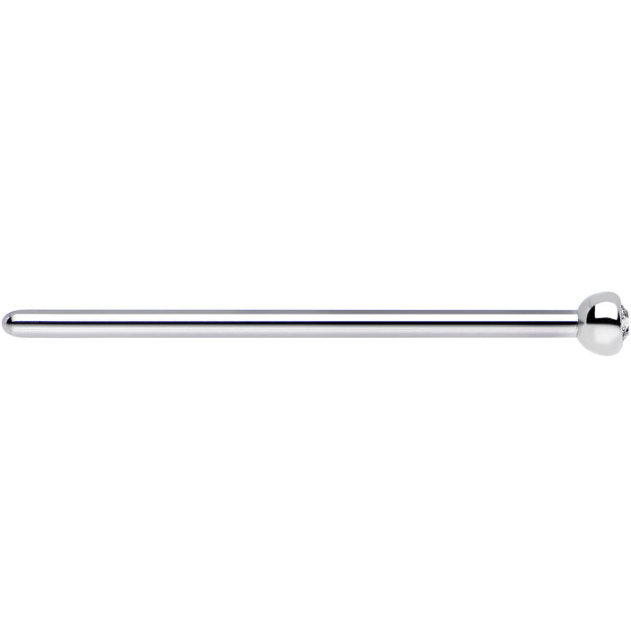 18 Gauge 3/4 Clear CZ Steel Straight Fishtail Nose Ring 2.5mm
