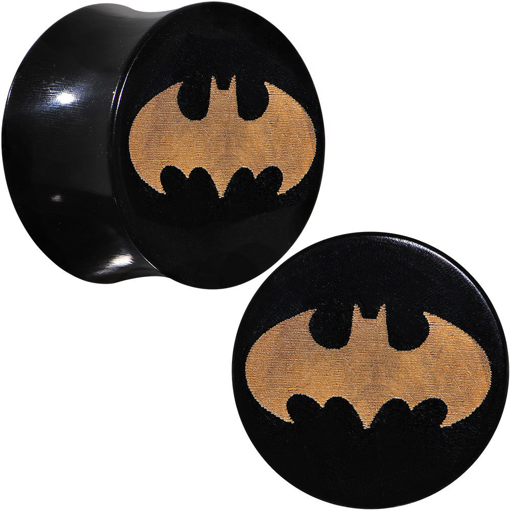 3/4 Organic Buffalo Horn Licensed Batman Logo Saddle Plug Set