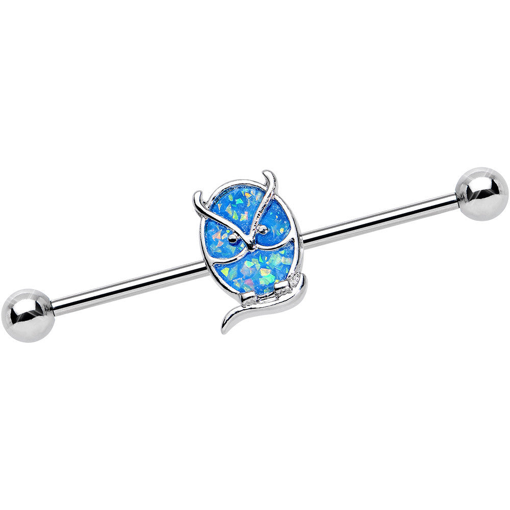 Imitation Light Blue Opal Serious Owl Industrial Barbell