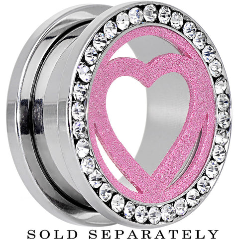 20mm Stainless Steel Clear Gem Pink Heart Tunnel Plug – BodyCandy