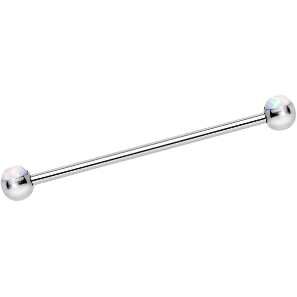 316L Stainless Steel White Faux Opal Industrial Barbell 36mm – BodyCandy