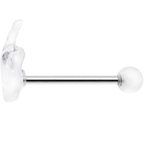 14 Gauge 5/8 Clear Acrylic Flip the Middle Finger Barbell Tongue Ring