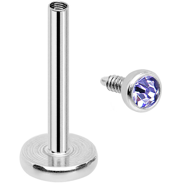 18 Gauge 5/16 Tanzanite 2mm CZ Gem Internally Threaded Labret