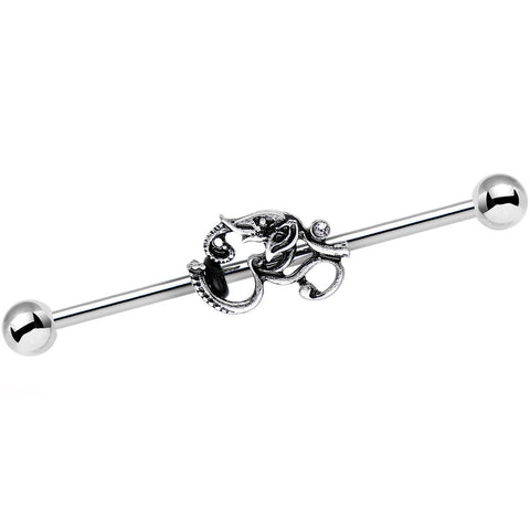 14 Gauge Clear Gem Steel Aesthetic Elephant Industrial Barbell 38mm ...